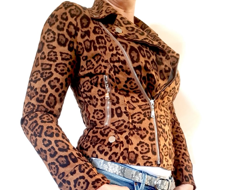 biker jasje panterprint bruin - Darcey&Dolls